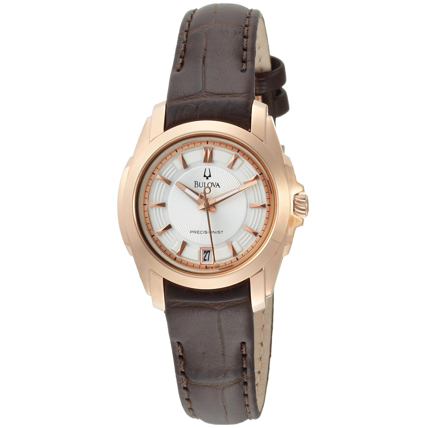 Bulova 97M104 Bulova Ladies Precisionist Longwood Rose-Tone Brown ...