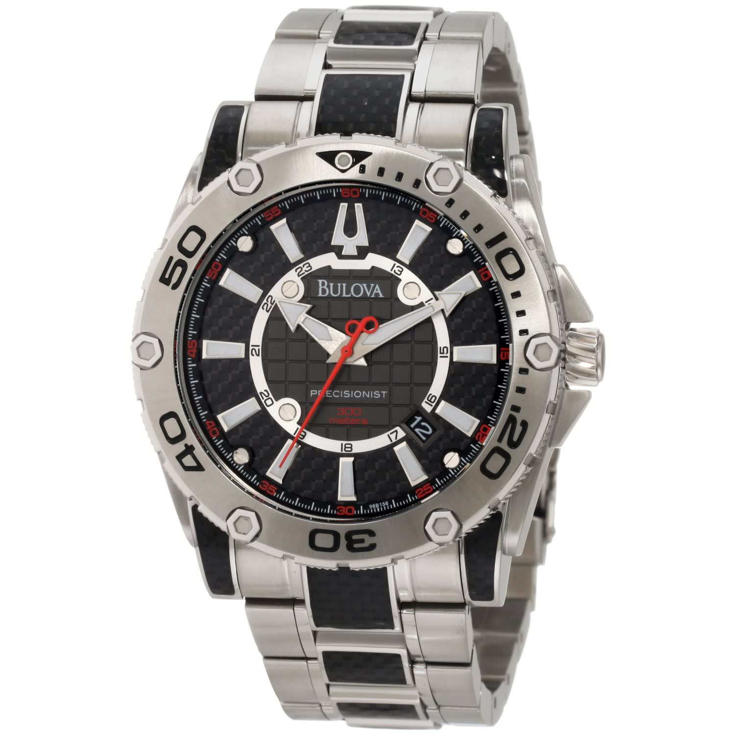 96B156 Bulova Men's Precisionist Champlain Diver Black Carbon Fiber